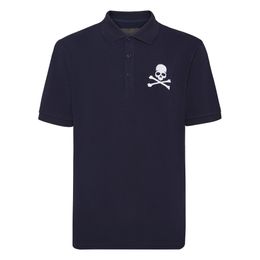 Philipp Plein Poloshirt 'Skull&Bones' Herren Gr&ouml;&szlig;e S dunkelblau / wei&szlig;