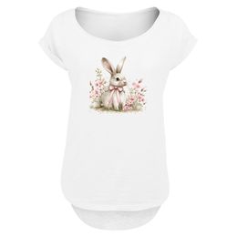 F4NT4STIC T-Shirt 'Niedlicher Osterhase mit Blu' Damen Gr&ouml;&szlig;e S beige / gr&uuml;n / pink / wei&szlig;