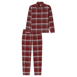 Schiesser Pyjama ' Selected Premium Warming ' Damen Gr&ouml;&szlig;e S burgunder / wei&szlig; Winterkleid