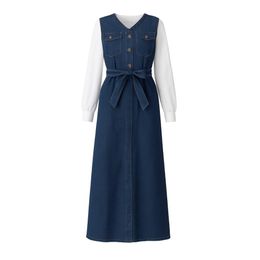 Modamihram Kleid Damen Gr&ouml;&szlig;e 48 navy / wei&szlig; Winterkleid
