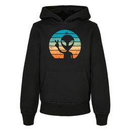 F4NT4STIC Sweatshirt 'Alien Peace Sign Sunset Design' Jungen Gr&ouml;&szlig;e 134/140 gr&uuml;n / petrol / orange / schwarz