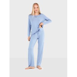 Gisela Pyjama set Damen Gr&ouml;&szlig;e XXL blau Winterkleid
