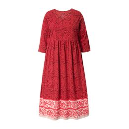 Ulla Popken Kleid Damen Gr&ouml;&szlig;e 54/56 rot / wei&szlig; Winterkleid
