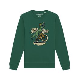 Watapparel Sweatshirt ' T-Rex Fahrrad ' Herren Gr&ouml;&szlig;e XS dunkelgr&uuml;n / mischfarben