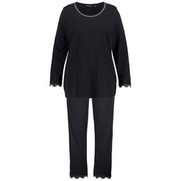 Ulla Popken Pyjama Damen Gr&ouml;&szlig;e XXL/4XL schwarz / wei&szlig; Winterkleid