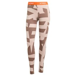 adidas terrex Sportunterhose 'Multi Synthetic Base Layer' Damen Gr&ouml;&szlig;e L taupe / orange