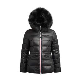 Jack1t Jacke ' R4D Tricolore Puffer Racer Lux mit Fell ' Damen Gr&ouml;&szlig;e XL schwarz