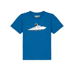 Watabout.kids T-Shirt 'Fly Me To The Moon' M&auml;dchen Gr&ouml;&szlig;e 122/128 royalblau / grau / wei&szlig;