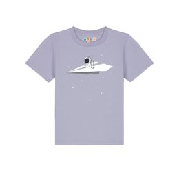 Watabout.kids T-Shirt 'Fly Me To The Moon' M&auml;dchen Gr&ouml;&szlig;e 134/146 grau / flieder / schwarz / wei&szlig;