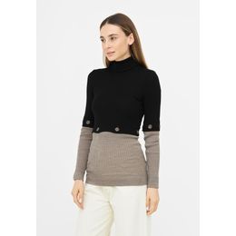 Tooche Pullover Damen Gr&ouml;&szlig;e M dunkelbeige / schwarz