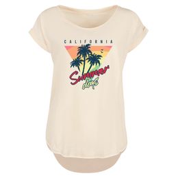 F4NT4STIC T-Shirt 'California Palmen Retro' Damen Gr&ouml;&szlig;e XXL sand / grasgr&uuml;n / dunkelorange / rot