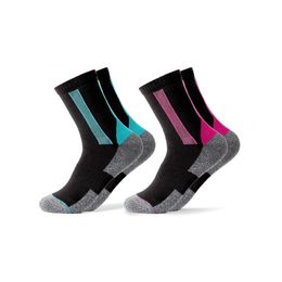 Occulto Sportsocken 'Gerlinde' Damen Gr&ouml;&szlig;e 39/42 hellblau / pink / schwarz