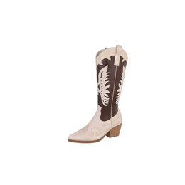 Ital-Design Cowboystiefel Damen Gr&ouml;&szlig;e 37 hellbeige / schoko Winterschuhe