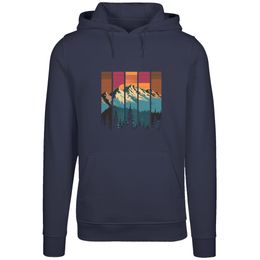 F4NT4STIC Sweatshirt 'Berg Sonnenuntergang Retro' Herren Gr&ouml;&szlig;e 4XL dunkelblau / petrol / dunkelorange / dunkelpink