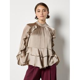 Apricot Ruffle Crinkle Satin Top ' ' Damen Gr&ouml;&szlig;e L stone