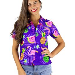 King Kameha Bluse 'Flamingo Melone' Damen Gr&ouml;&szlig;e L lila