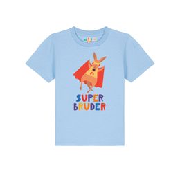 Watabout.kids T-Shirt 'K&auml;nguru Superbruder' Jungen Gr&ouml;&szlig;e 98/104 hellblau / karamell / dunkellila / rot