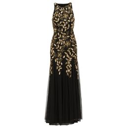 Adrianna Papell Abendkleid 'Halter Bead Godet Dress' Damen Gr&ouml;&szlig;e 44 gold / schwarz Winterkleid