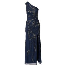 Adrianna Papell Langes Abendkleid 'Bead Mesh Long Dress' Damen Gr&ouml;&szlig;e 42 dunkelblau / gold Winterkleid