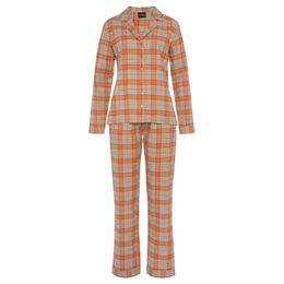 Vivance Pyjama Damen Gr&ouml;&szlig;e M kitt / dunkelbeige / mandarine / dunkelorange Winterkleid