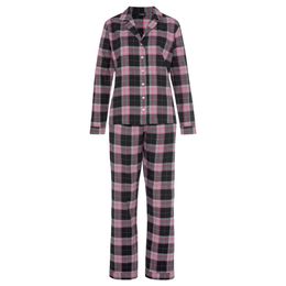 Vivance Pyjama Damen Gr&ouml;&szlig;e XS/S graumeliert / hellpink / schwarz Winterkleid