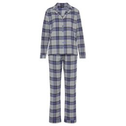 Vivance Pyjama Damen Gr&ouml;&szlig;e XXL blau / grau / hellgrau Winterkleid