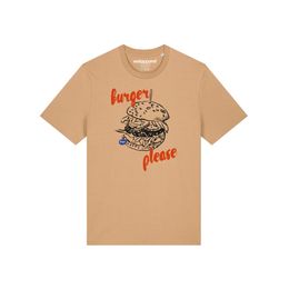 Watapparel T-Shirt 'Burger Please' Damen Gr&ouml;&szlig;e M camel / hummer / schwarz