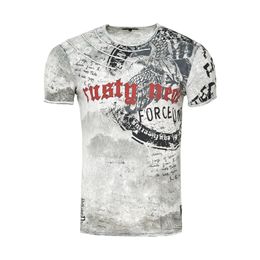 Rusty Neal L&auml;ssiges T-Shirt mit auff&auml;lligem Logo-Print Herren Gr&ouml;&szlig;e XXXL grau