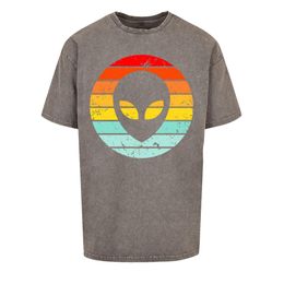 F4NT4STIC T-Shirt 'Alien Retro Sonnenuntergang' Herren Gr&ouml;&szlig;e 4XL grau / mischfarben