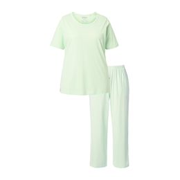 Ulla Popken Pyjama Damen Gr&ouml;&szlig;e 4XL/5XL mint / wollwei&szlig; Winterkleid