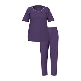 Ulla Popken Pyjama Damen Gr&ouml;&szlig;e 9XL/10XL brombeer / wei&szlig; Winterkleid