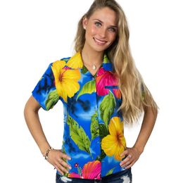King Kameha Bluse 'Big Flower' Damen Gr&ouml;&szlig;e M hellblau