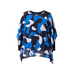Ulla Popken Bluse Damen Gr&ouml;&szlig;e M/L royalblau / schwarz / wei&szlig;