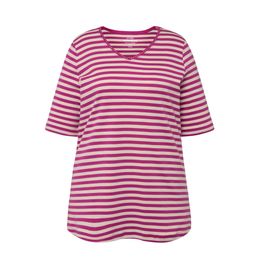 Ulla Popken Shirt Damen Gr&ouml;&szlig;e M/L magenta / wei&szlig;