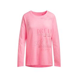 SOCCX Langarmshirt mit Print und Schmucksteinen Damen Gr&ouml;&szlig;e L rosa