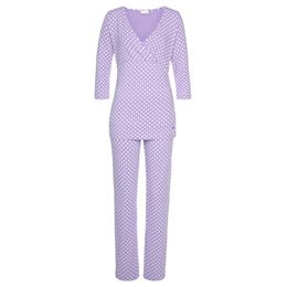 Lascana Umstand Pyjama Damen Gr&ouml;&szlig;e XS pastelllila / wei&szlig; Winterkleid
