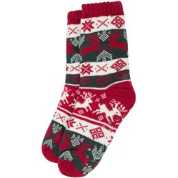 Normani Socken Damen Gr&ouml;&szlig;e 36/41 grau / rot / wei&szlig;