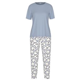 Mey Pyjama 'Wild Violets' Damen Gr&ouml;&szlig;e 5XL blau Winterkleid