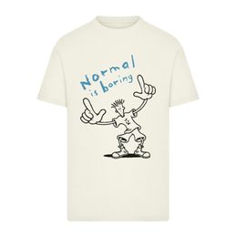 F4NT4STIC T-Shirt 'Fido Dido Points Normal Is Boring' Herren Gr&ouml;&szlig;e XL sand / blau / schwarz