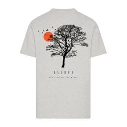 F4NT4STIC T-Shirt 'Escape Discover the World Tree Birds' Herren Gr&ouml;&szlig;e M grau / orange / schwarz