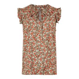 Apricot Ditsy Floral Ruffle Sleeve Top ' ' Damen Gr&ouml;&szlig;e S khaki