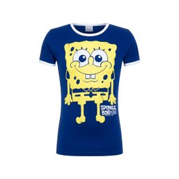logoshirt T-Shirt 'Spongebob Schwammkopf' Damen Gr&ouml;&szlig;e S blau / gelb / mischfarben