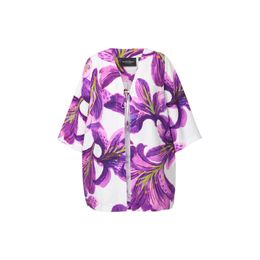 Ulla Popken Bluse Damen Gr&ouml;&szlig;e 5XL/6XL lila / violettblau / wei&szlig;