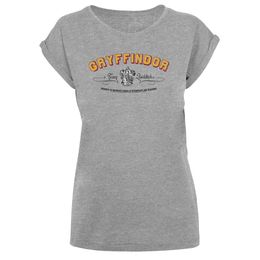 F4NT4STIC T-Shirt 'Harry Potter Gryffindor Team Quidditch' Damen Gr&ouml;&szlig;e 5XL gelb / grau
