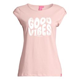 Salzhaut Shirt 'BIIKE - GOOD VIBES' Damen Gr&ouml;&szlig;e M altrosa / wei&szlig;