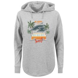 F 2 F2 Hoodie 'Be Happy And Surf Bulli Sommer' Damen Gr&ouml;&szlig;e XS grau / gr&uuml;n / orange / schwarz
