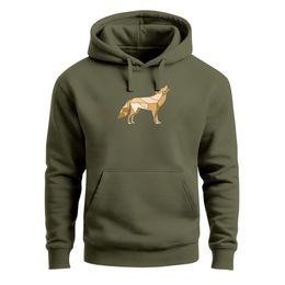 Neverless Sweatshirt 'Polygon Wolf Gelb' Herren Gr&ouml;&szlig;e L gr&uuml;n