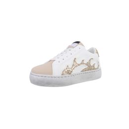Ital-Design Sneaker Damen Gr&ouml;&szlig;e 38 beige / gold / wei&szlig;