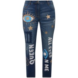 Angel of Style Jeans Damen Gr&ouml;&szlig;e 45/46 azur / blue denim / gold / wei&szlig;