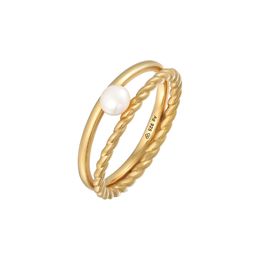 Elli Premium Ring Damen Gr&ouml;&szlig;e 52 gold / perlwei&szlig;